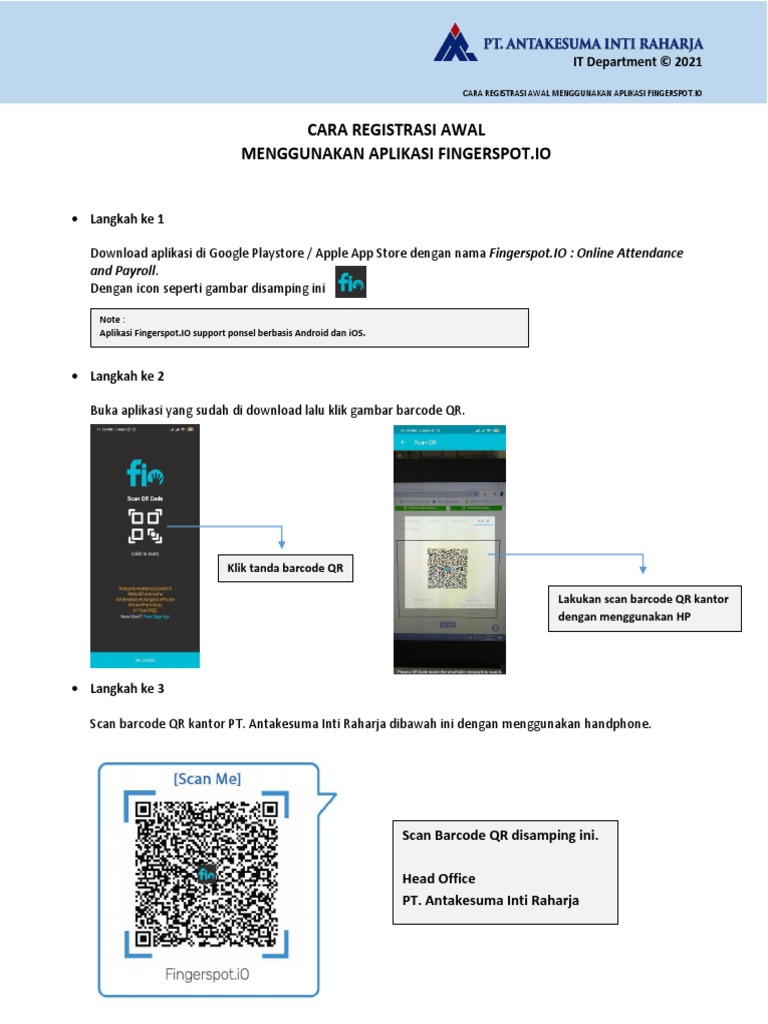 (STEP 1) Cara Registrasi Awal - Menggunakan Aplikasi Fingerspot | PDF