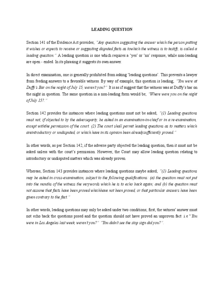 Leading Questions and Witness Impeachment | PDF | Politics | Social Science