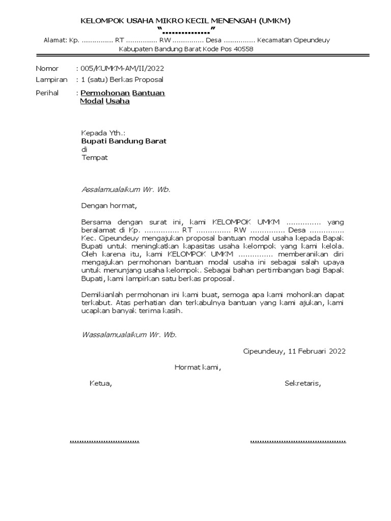 Contoh Proposal Kelompok Umkm | PDF