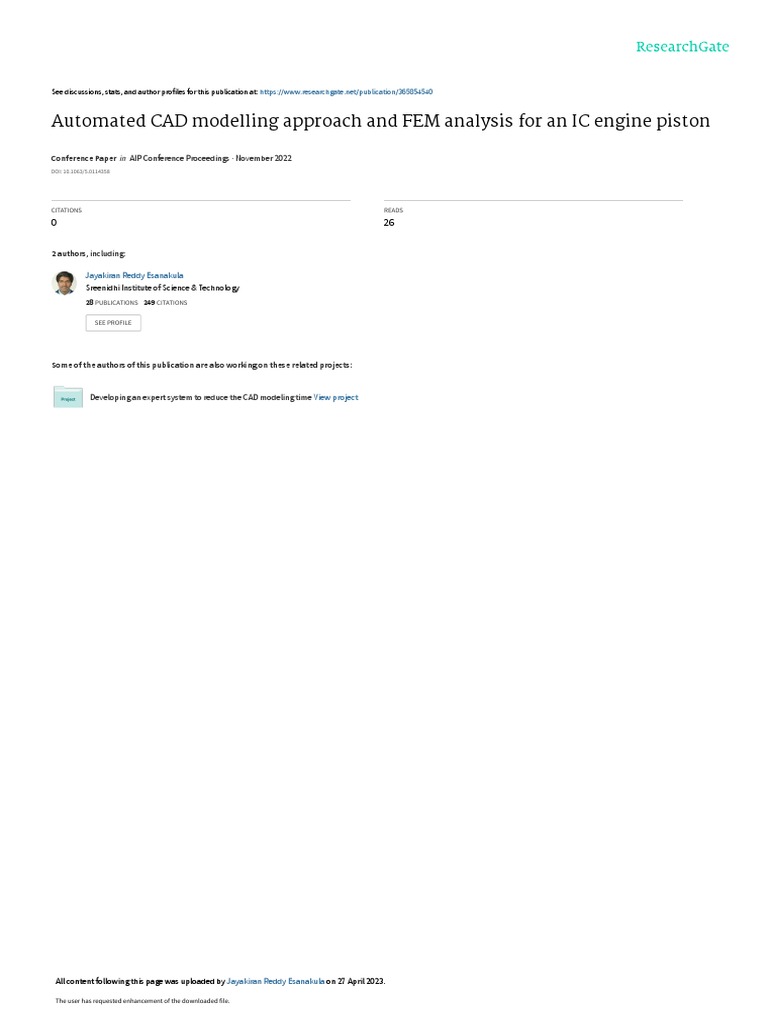 Automated Cad Modelling Approach And Fem Analysis Pdf Computer Aided Design Visual Basic