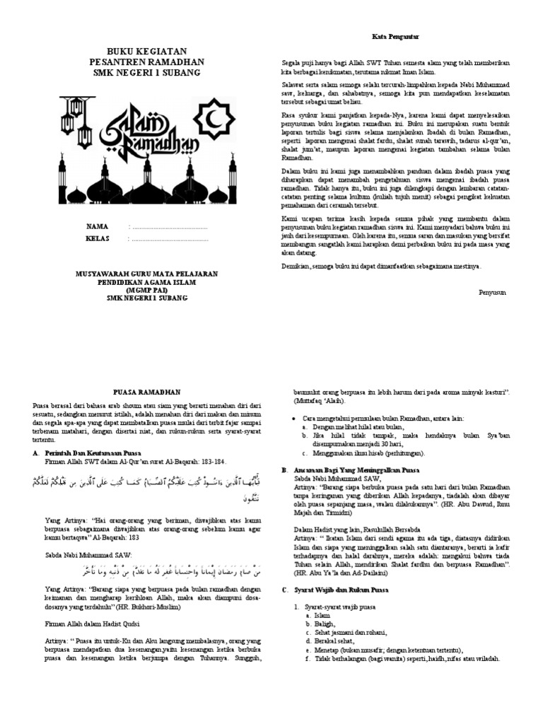 Buku Kegiatan Ramadhan Revisi | PDF