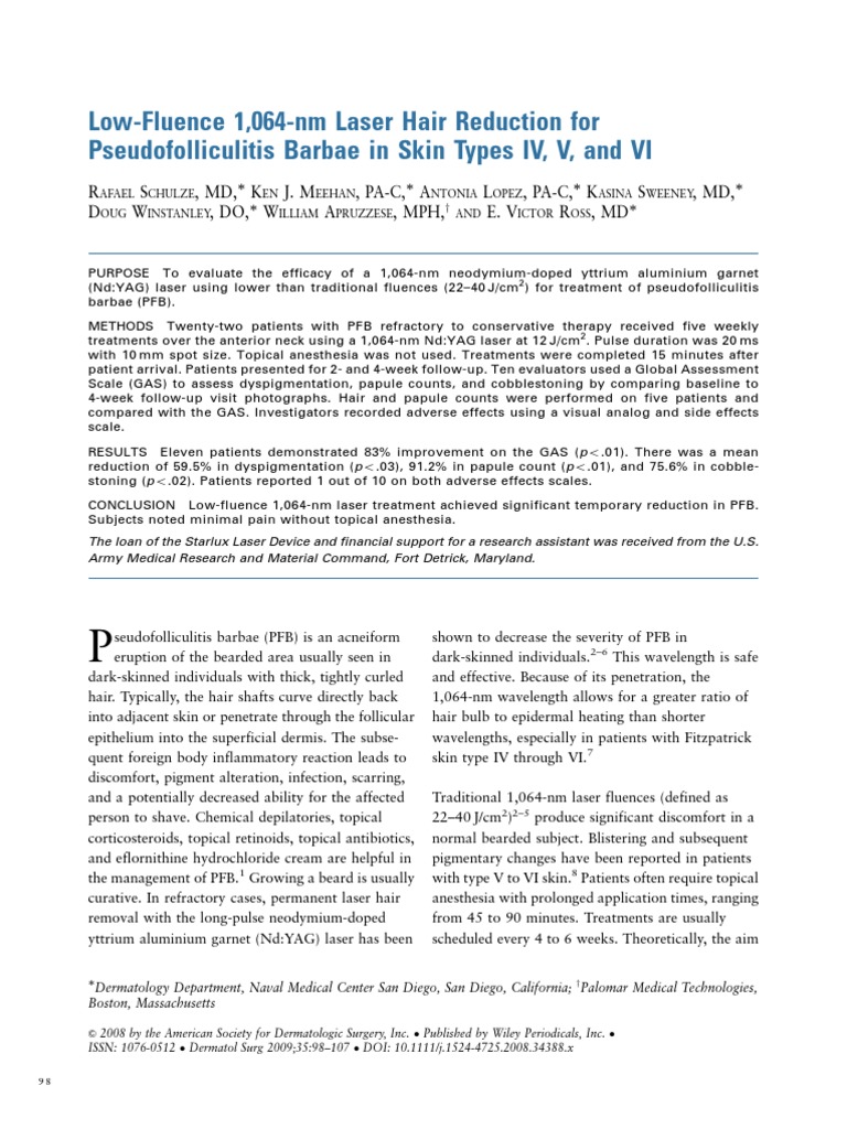 Low-Fluence 1,064-nm Laser Hair Reduction For Pseudofolliculitis Barbae ...