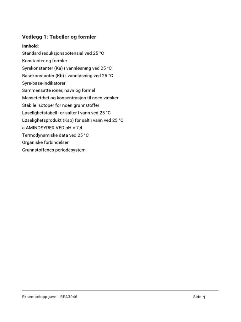 Tabeller Og Formler - Eksamen | PDF