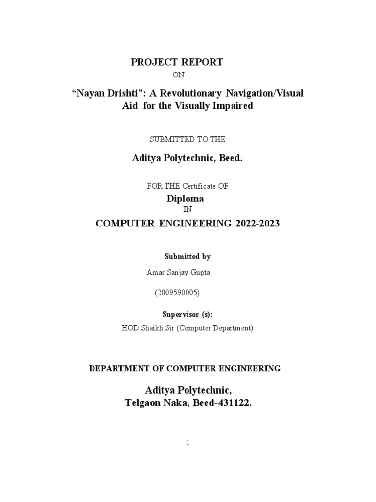 Project Report "Nayan Drishti": A Revolutionary Navigation/Visual Aid ...