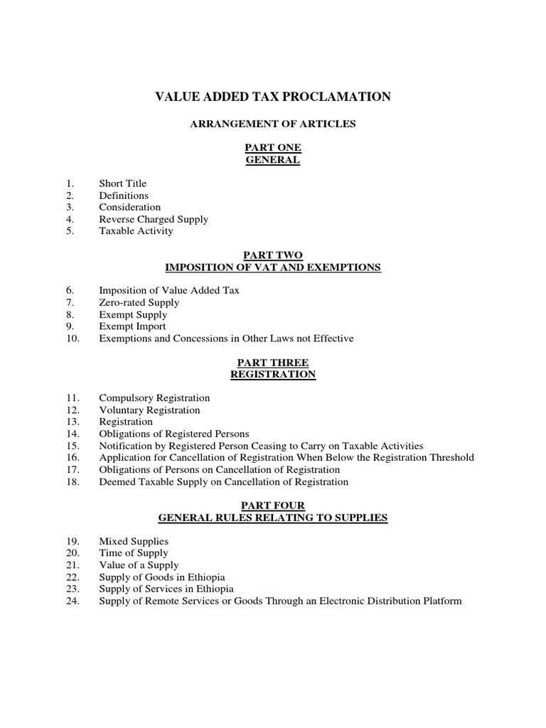 Draft Vat Proclamation Latest - English - 2023 1 | PDF | Value Added ...