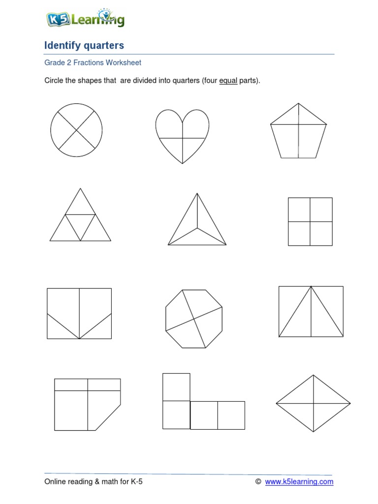 Grade 2 Fractions Quarters | PDF