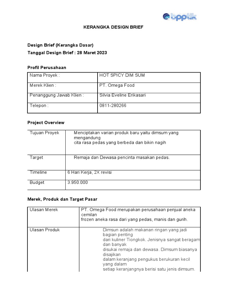 Kerangka Design Brief | PDF