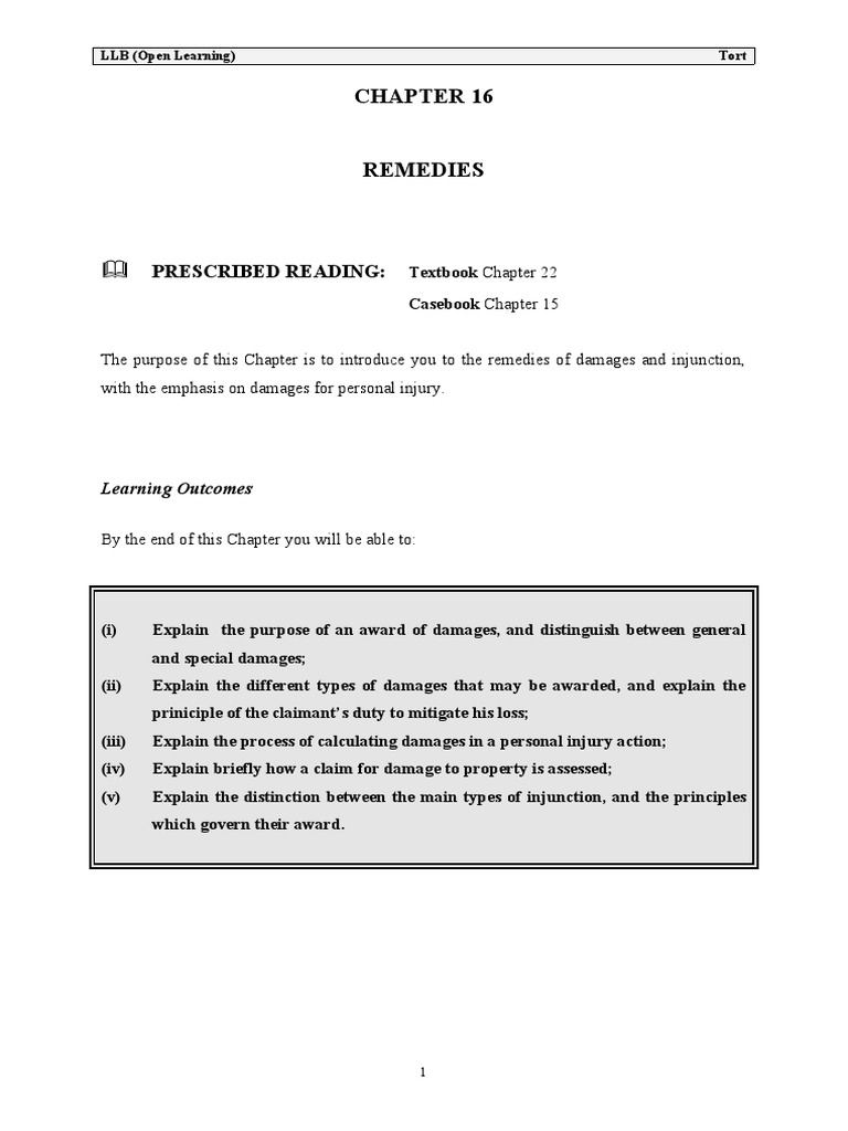 Understanding Damages and Injunctions | PDF | Damages | Tort
