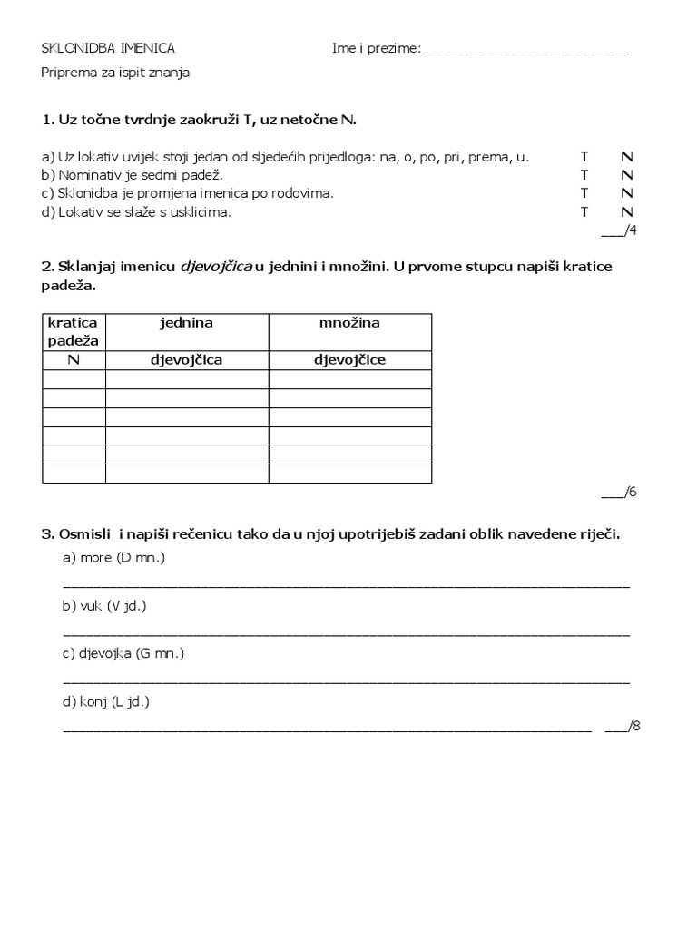 Priprema_za_ispit_znanja_-Sklonidba_imenica_5.r. | PDF