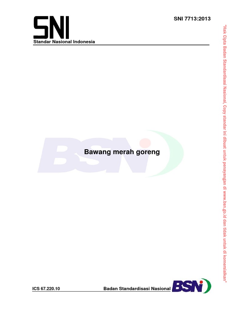 Bawang Merah Goreng Sni 7713-2013 | PDF