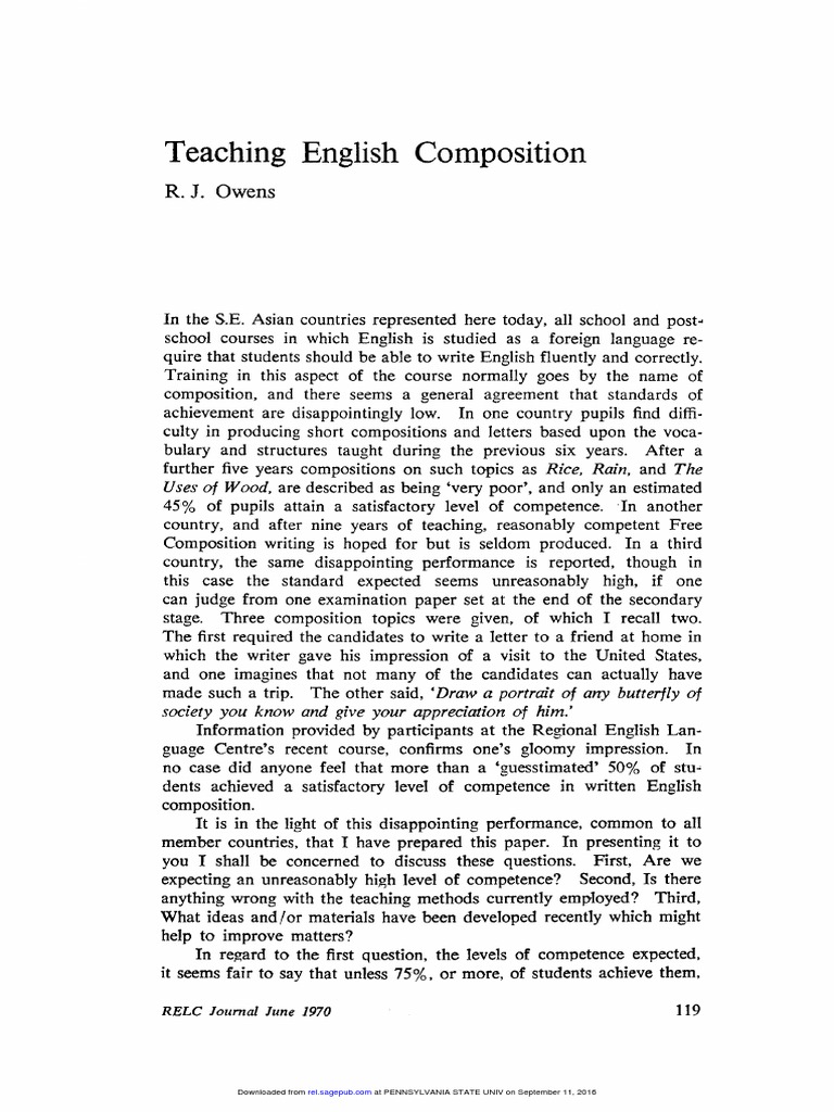 Teaching: English Composition | PDF | Teachers | Vocabulary