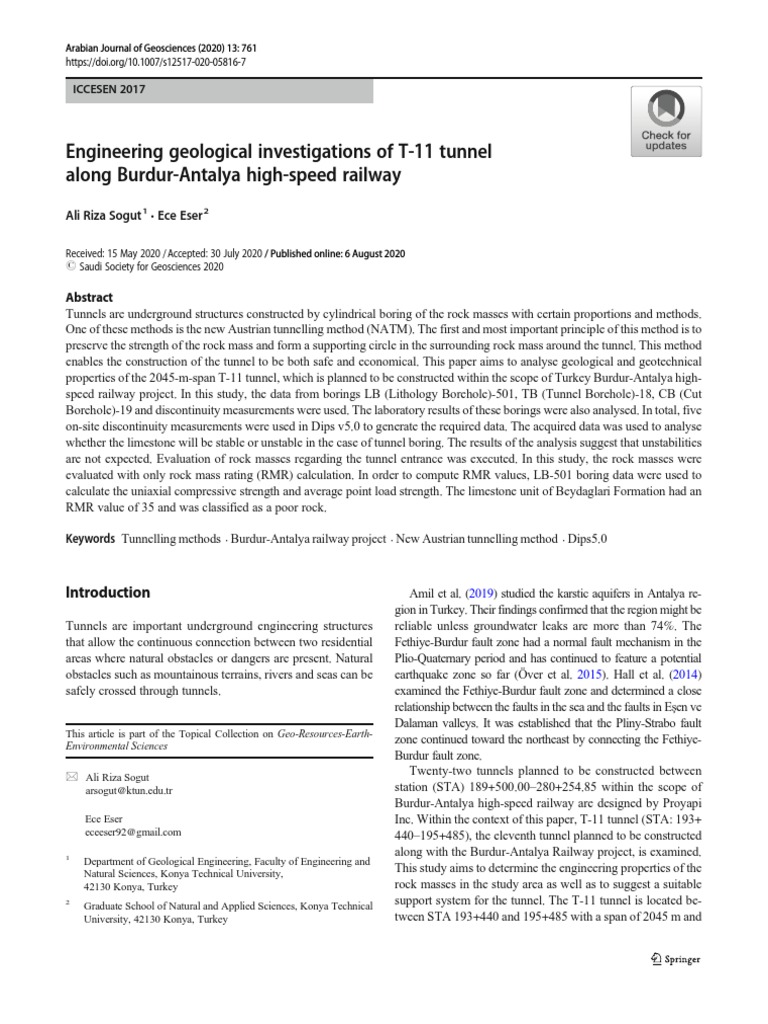 Engineering Geological Investigation of Tunnel | PDF | Earth Sciences ...