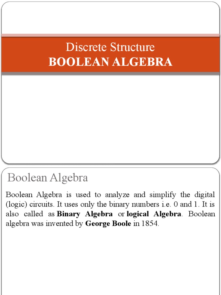 Discrete Structure: Boolean Algebra | PDF | Boolean Algebra | Teaching ...