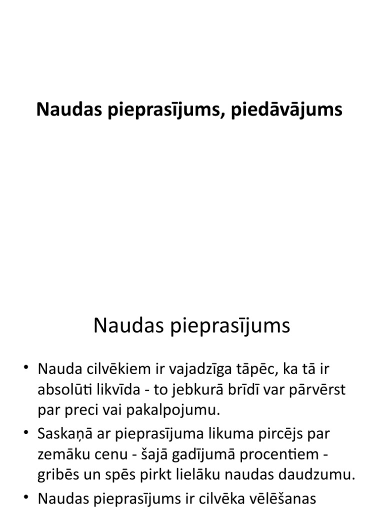 Naudas Pieprasījums, Piedāvājums | PDF