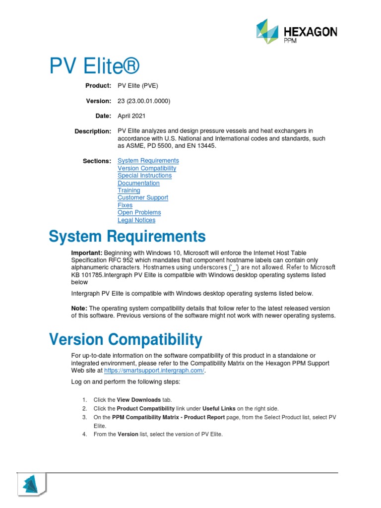 PV Elite 23 SP1 ReadMe | PDF | License | Microsoft Windows
