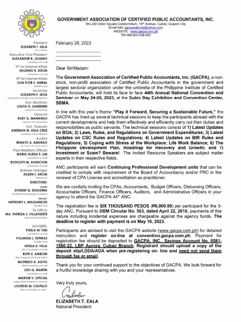 44th ANC Invitation Letter | PDF