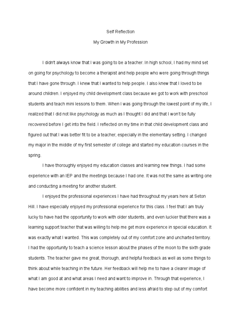 Self Reflection | PDF | Teachers | Special Education
