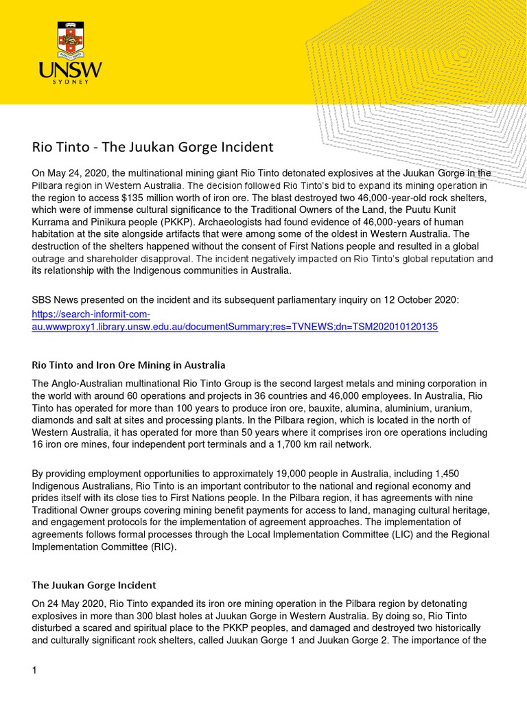 Week 2 Tutorial - Rio Tinto Case Study | PDF | Australia