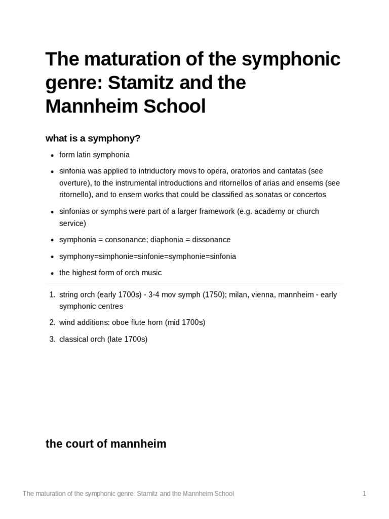 Stamitz and the Mannheim School's Symphony | PDF | Symphony | Orchestras