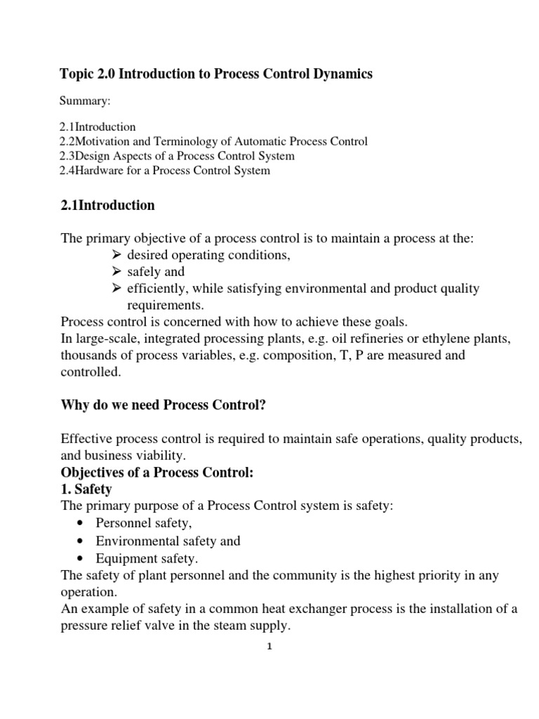 Topic 2.0 Introduction To Process Control Dynamics | PDF | Control ...