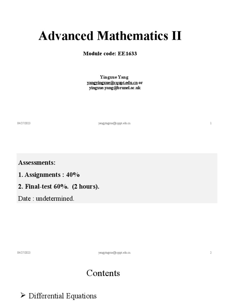 7.1 First Order Differential Equation | PDF | Ordinary Differential Equation | Equations
