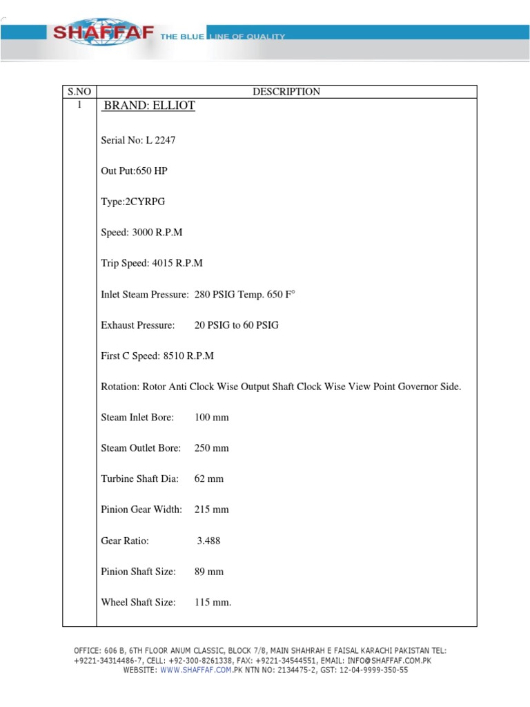 ELLIOT TURBO SPECS | PDF