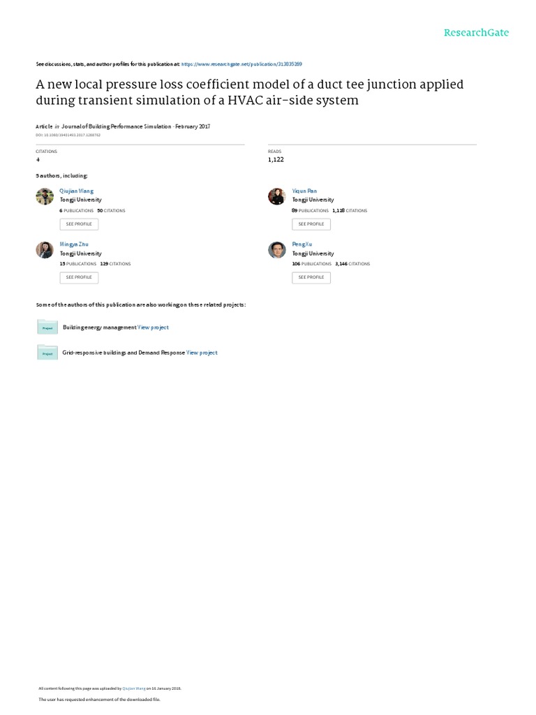 A New Local Pressure Loss Coefficient Model of A Duct Tee Junction ...