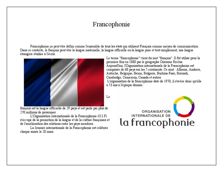 Les 29 pays de la Francophonie | PDF | Arts du langage et discipline