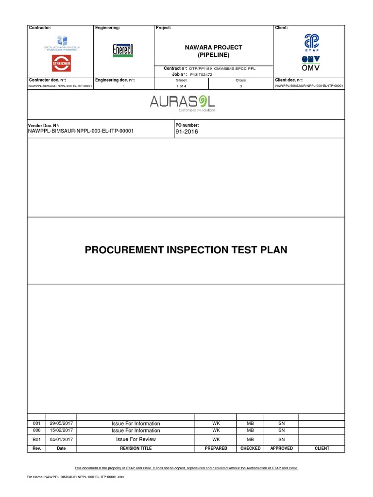 Aurasol PV Procurement Inspection Plan | PDF | Electrical Connector ...