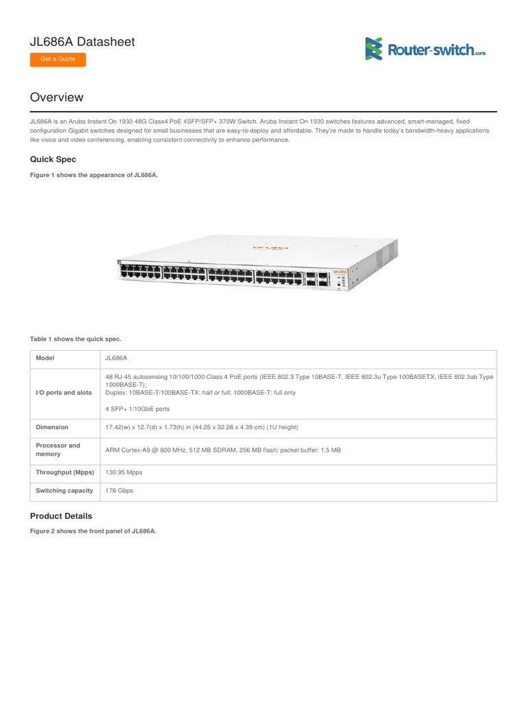Jl686a Datasheet | PDF | Network Switch | Computer Network