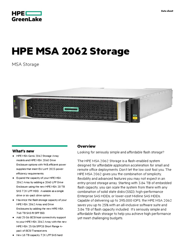 HPE MSA 2062 Storage-PSN1012748860IEEN | PDF | Solid State Drive | Hard ...