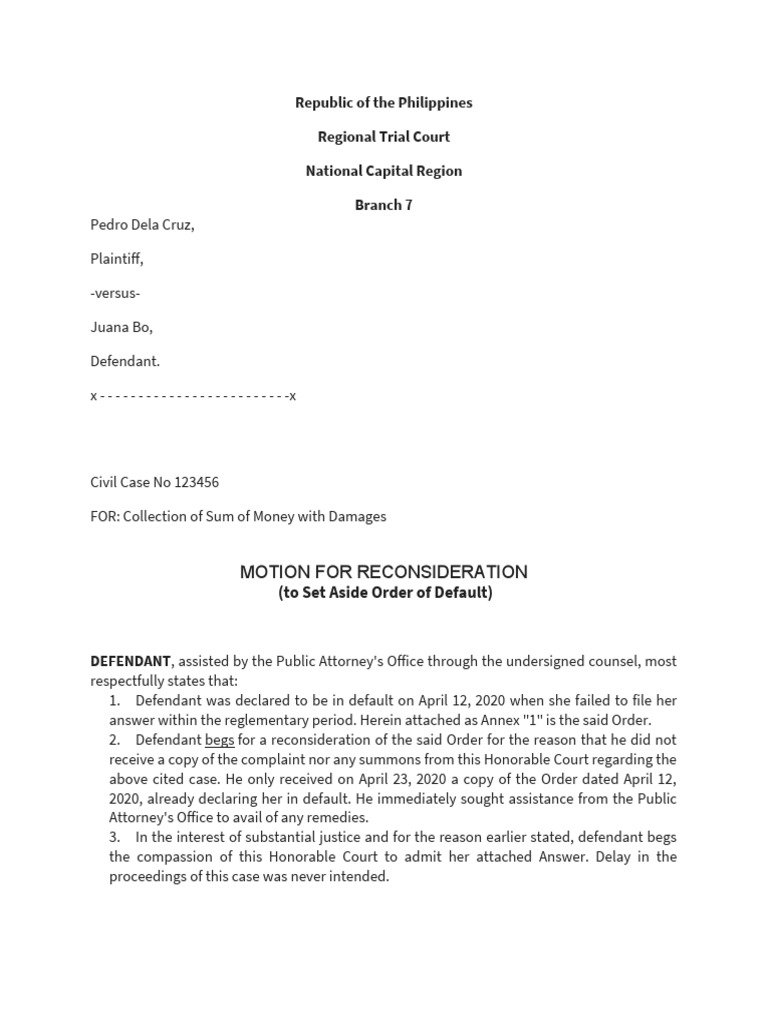 MOTION FOR RECONSIDERATION | PDF