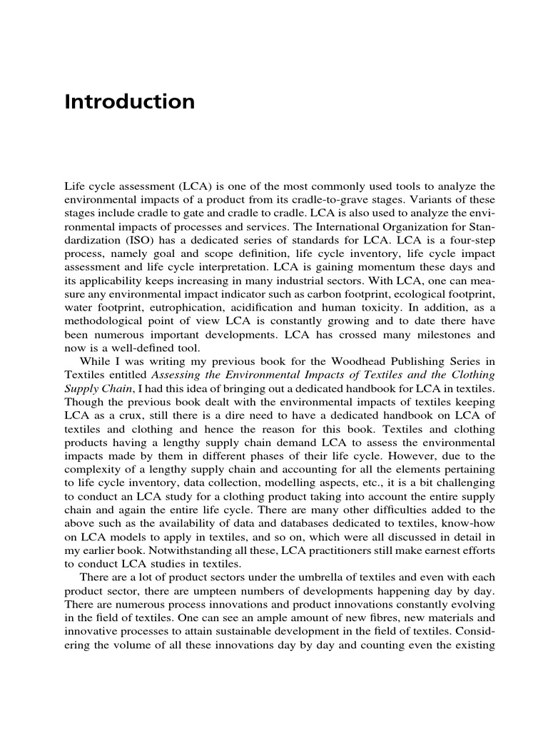 Handbook of LCA in Textiles | PDF