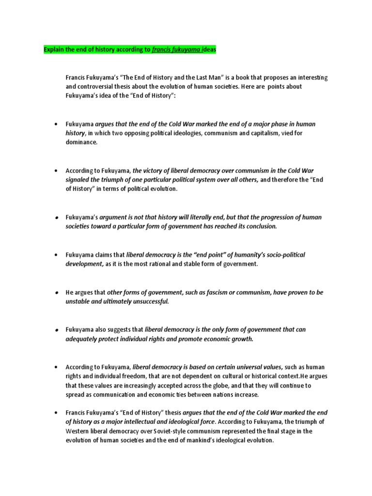 Explain The End of History According To Francis Fukuyama Ideas | PDF ...
