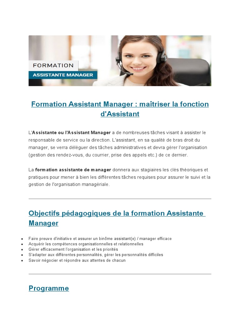 Formation pour Assistants Managers | PDF | Business