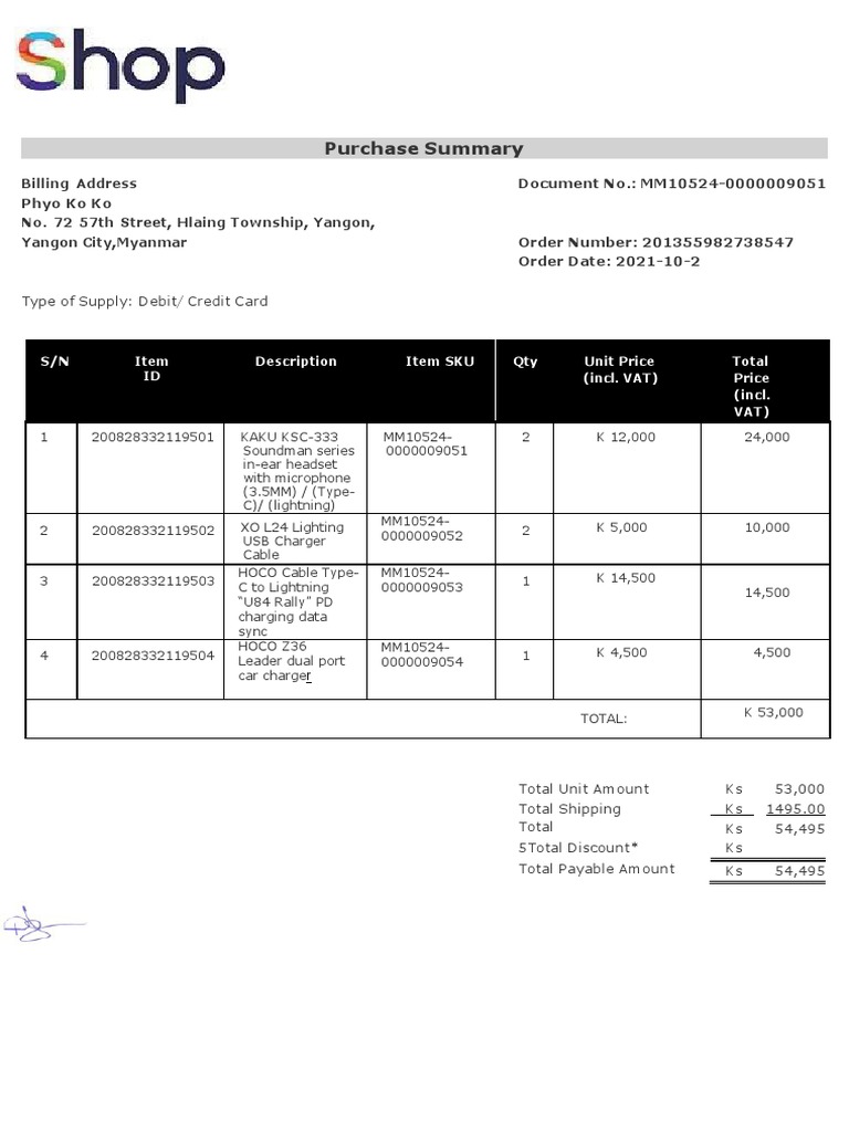 E-Invoice For Iphone Accessories | PDF | Payments | Economies