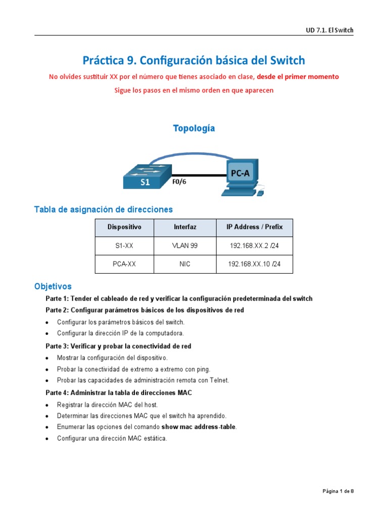 Configuración básica Switch | PDF | Conmutador de red | Protocolos de capa de red