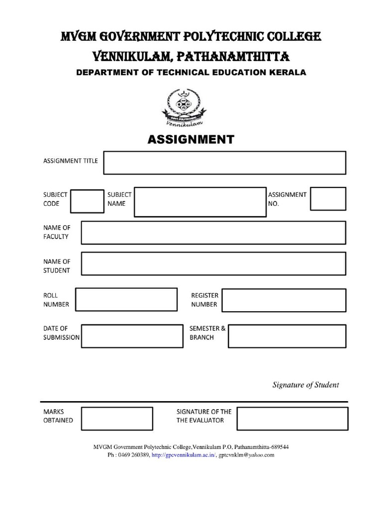 Assignment Front Page | PDF