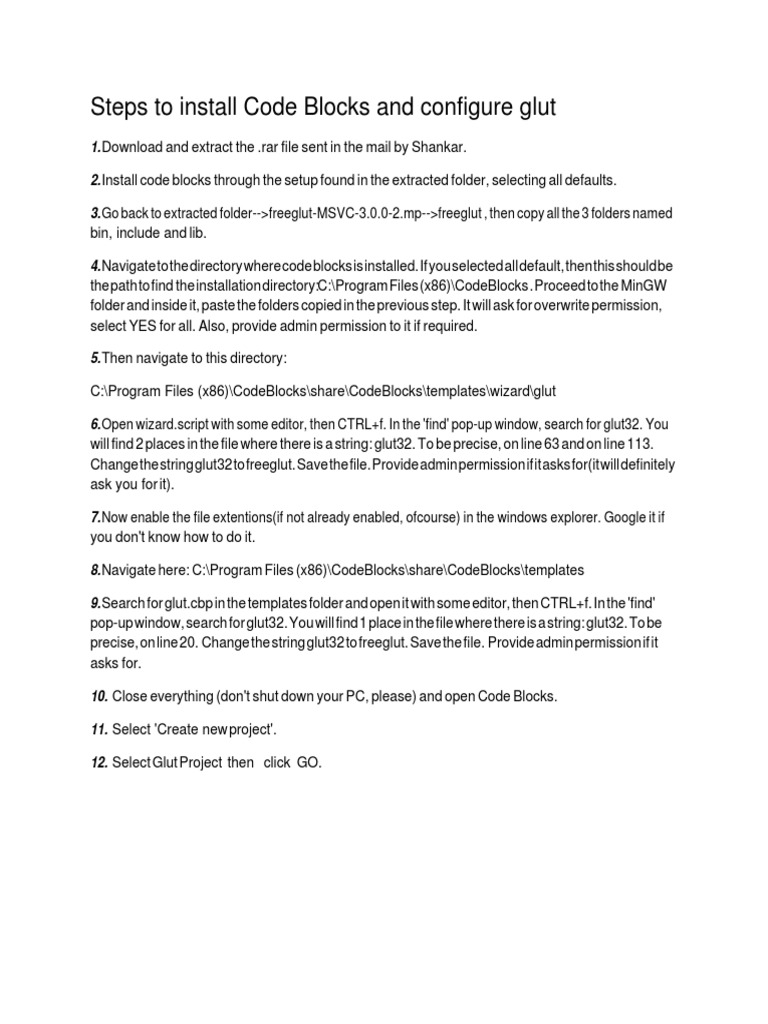 Install Code Blocks & Configure GLUT | PDF | Computer File | Directory (Computing)