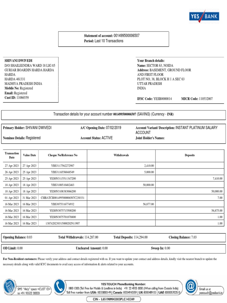 Account Statement Last 10 Transactions | PDF | Automated Teller Machine | Banks