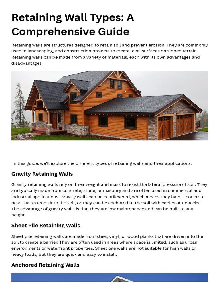 Retaining Wall Types: A Comprehensive Guide | PDF | Components | Civil ...