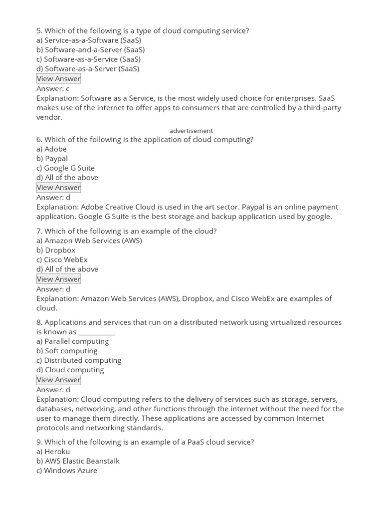 Cloud Computing Quiz 2 | PDF Cloud Computing Quiz 2 | PDF