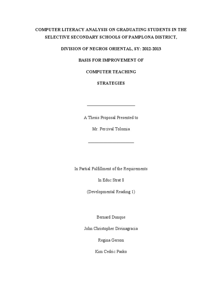 Chapter 1 (Thesis) | PDF | Learning Theory (Education) | Literacy