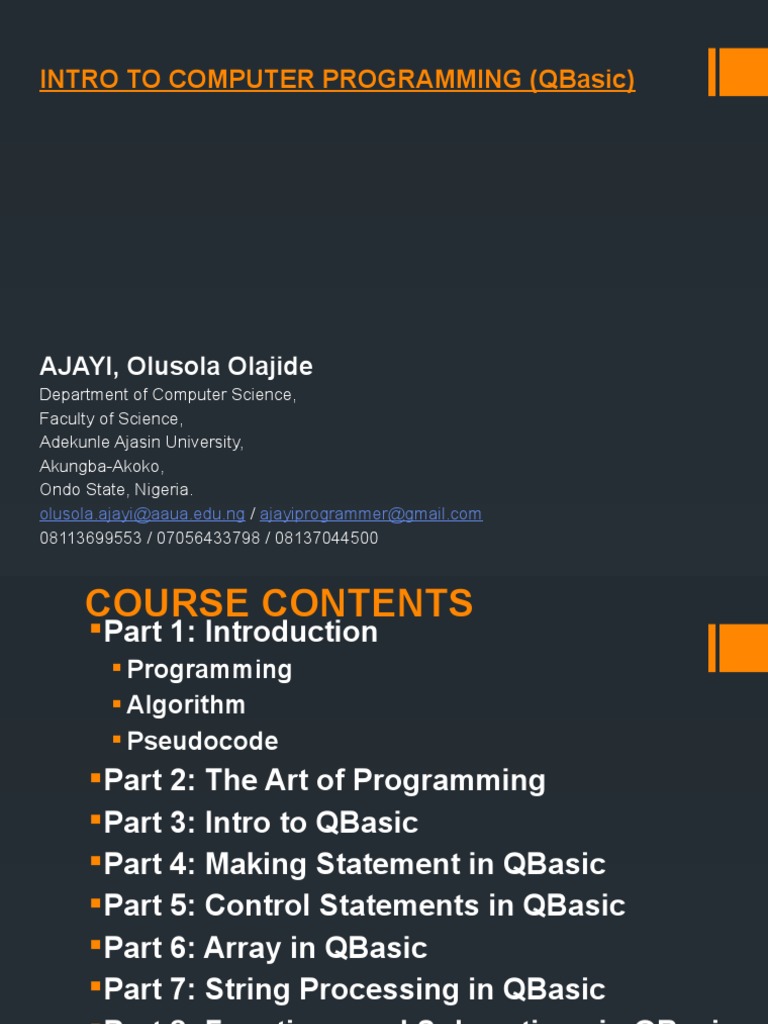 Intro To Computer Programming Qbasic Ajayi Olusola Olajide Pdf Computer Programming 