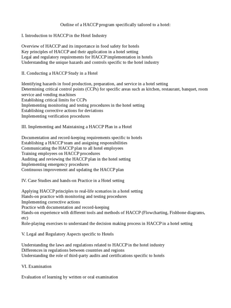 HACCP Implementation in Hotels | PDF | Hazard Analysis And Critical ...