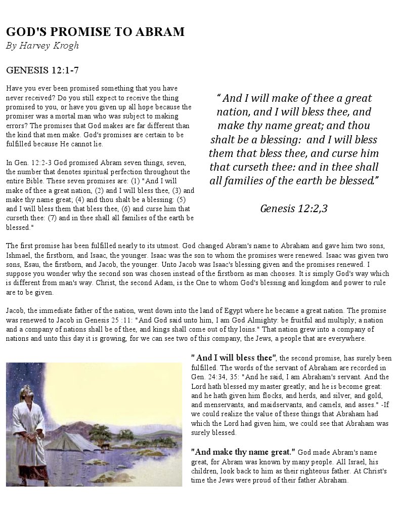 God's Seven Promises to Abram Explained | PDF | Abraham | Jacob