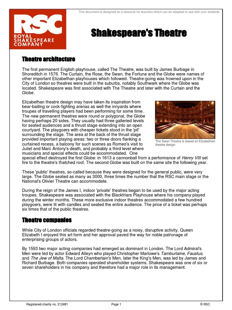 Shakespeare Theatre RSC | PDF | William Shakespeare | Performing Arts