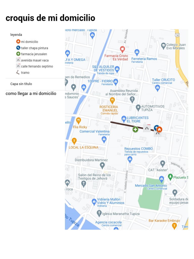 Croquis de ubicación de la vivienda con detalles de calles y comercios ...