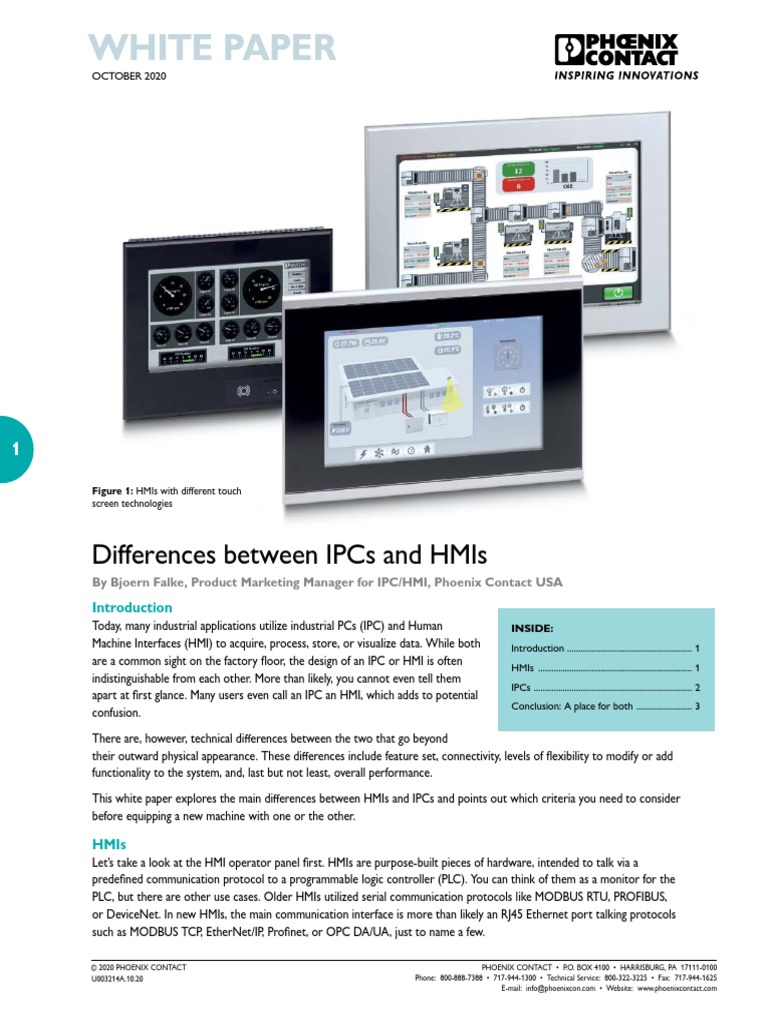 Differences Between Hmi And Ipc White Paper L003214a Pdf User