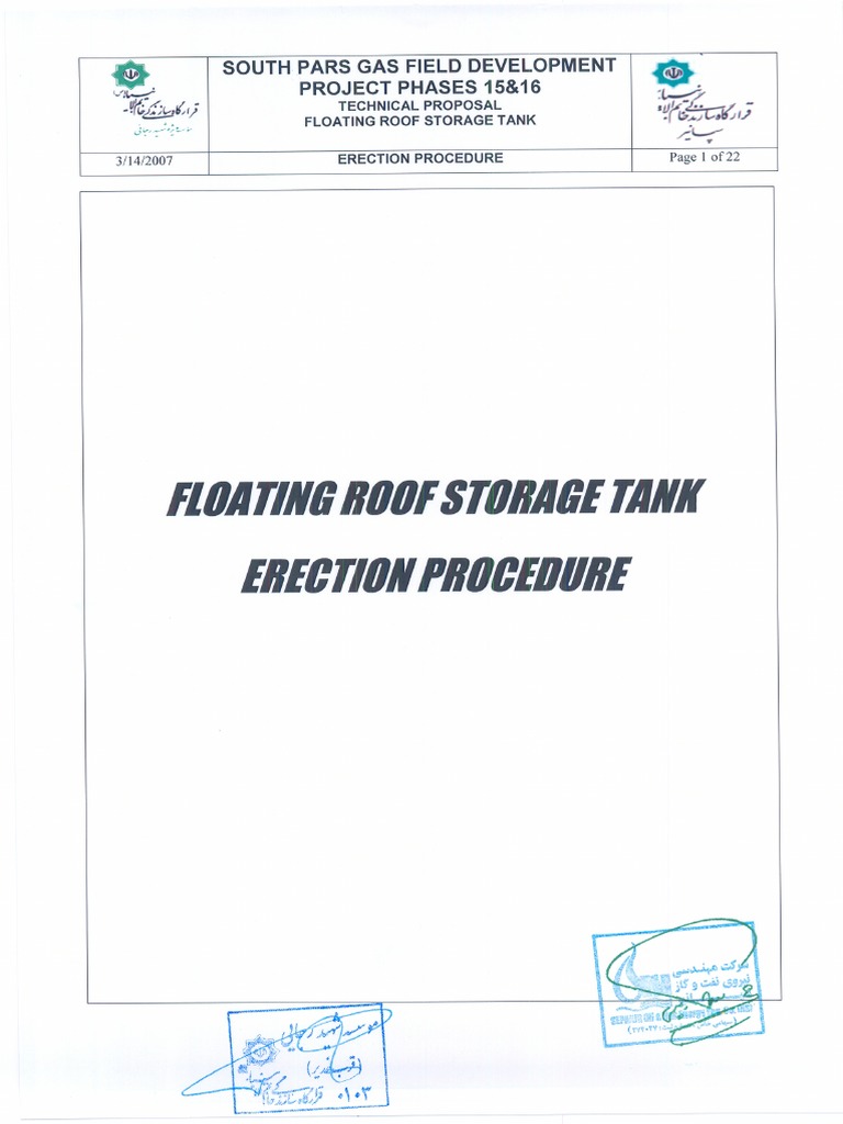 Floating Tank Erection Procdeure | PDF